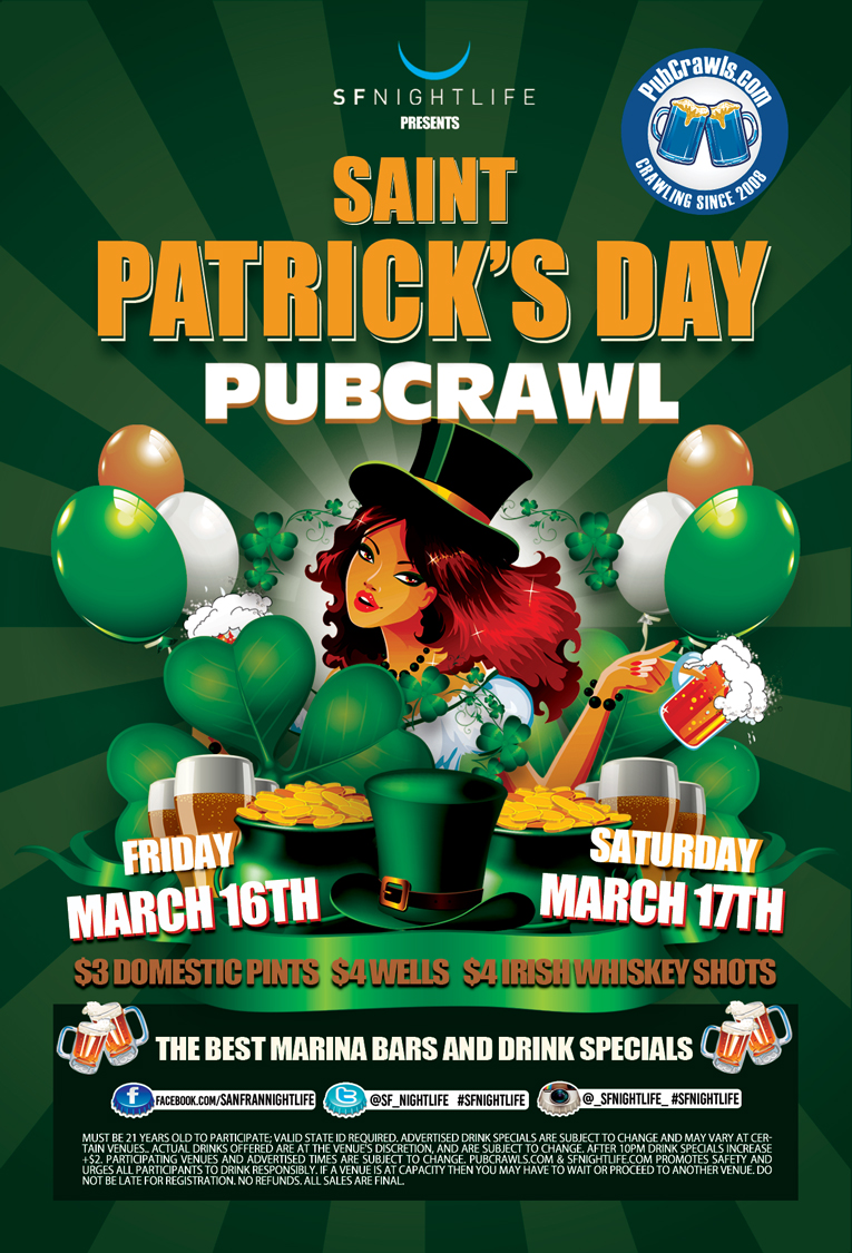 St Patrick s Day Pub Crawl Happy Hour FRI 3 16 At Bar None SF In San St Patrick s Day Pub Crawl Happy Hour FRI 3 16 At Bar None SF In San
